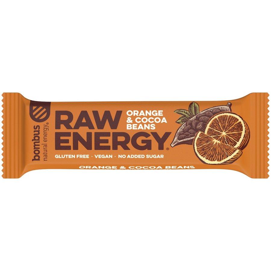 Bombus BATON PROTEIC RAW ENERGY CU PORTOCALE SI BOABE DE CACAO, 50G ebio.ro