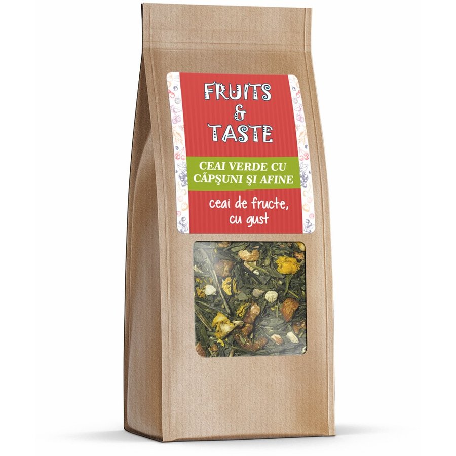CEAI DE FRUCTE CEAI VERDE CU CAPSUNI SI AFINE Pronat 80G ebio.ro